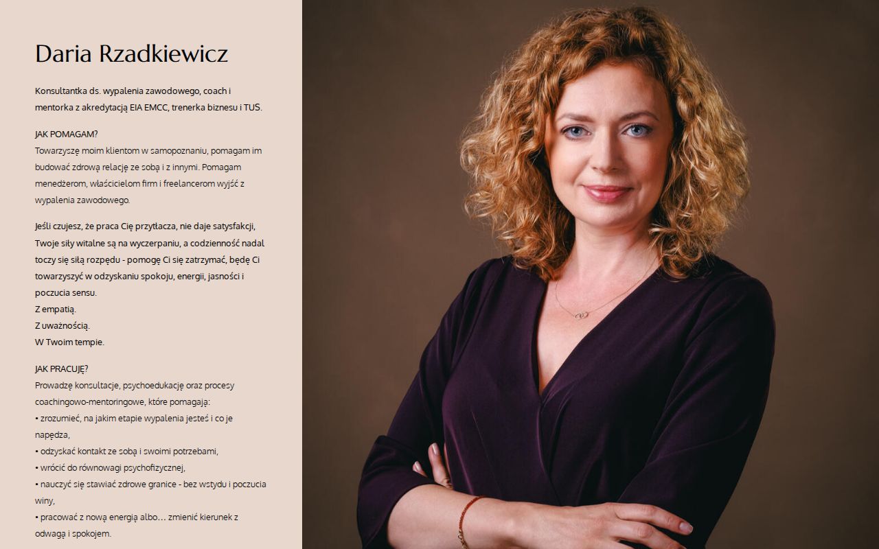 Daria Rzadkiewicz - akredytowany coach EMCC i trener biznesu